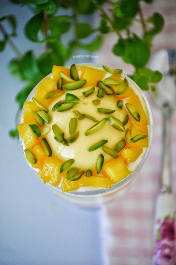 Caramel Custard, White Chocolate & Mango Trifle Pudding - Savory&SweetFood