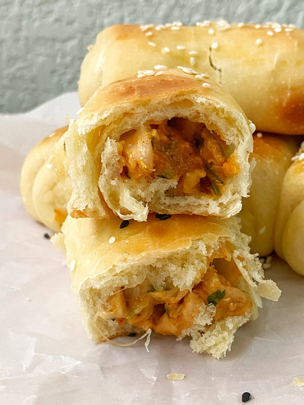 Soft and fluffy DINNER ROLLS filled with Creamy Chicken - Savory&SweetFood